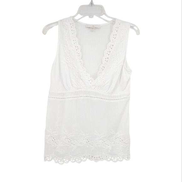 Boston Proper | Tops | Boston Proper White Lace Womens V Neck Eyelet ...